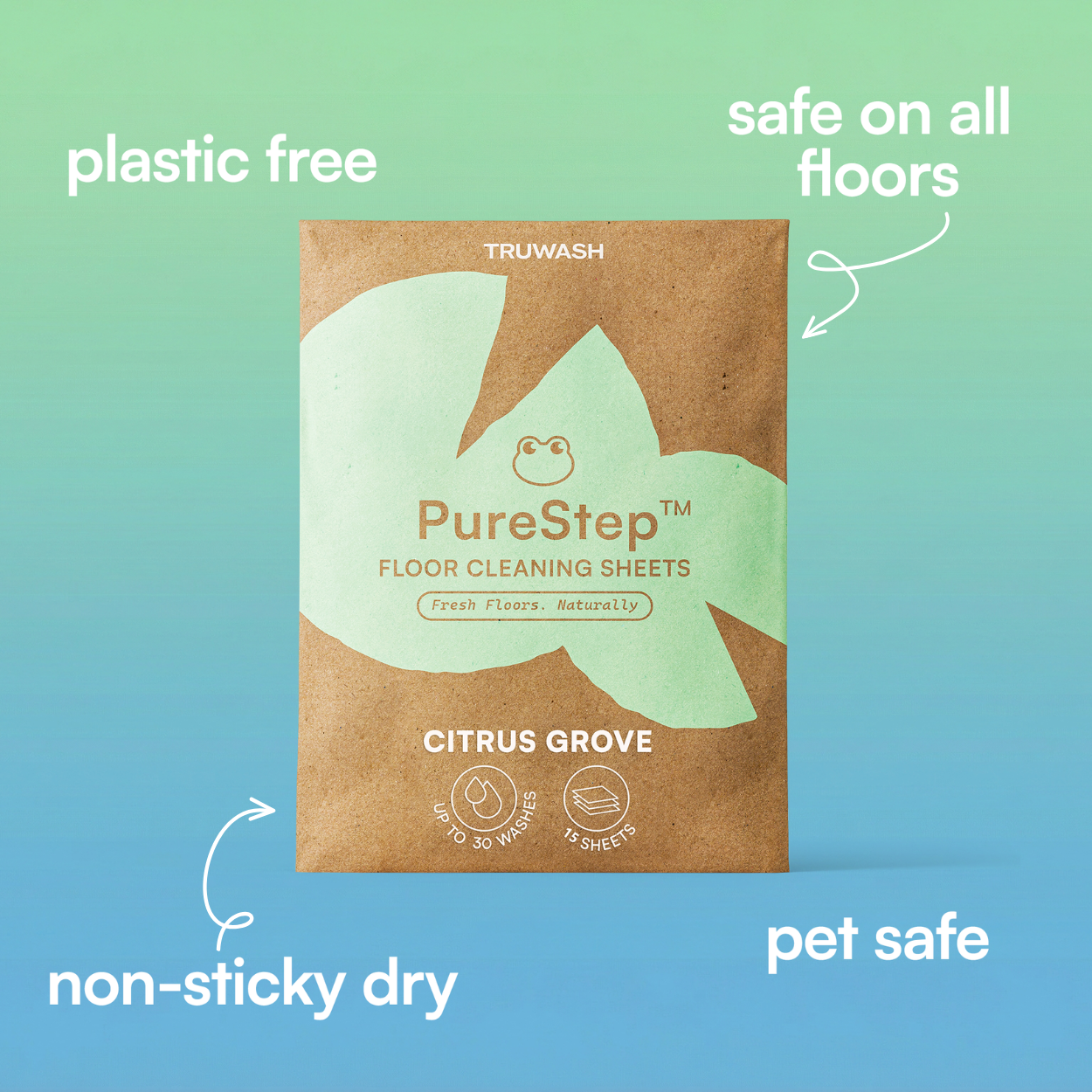 PureStep Plant-Based Floor Cleaning Sheets | 30 Washes | TruWash